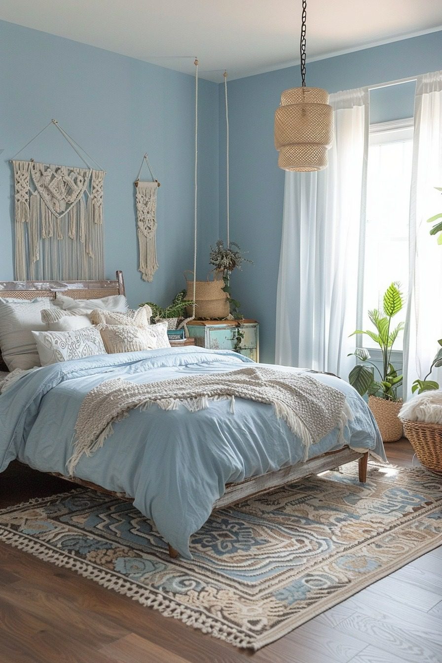 29 Light Blue Boho Bedrooms