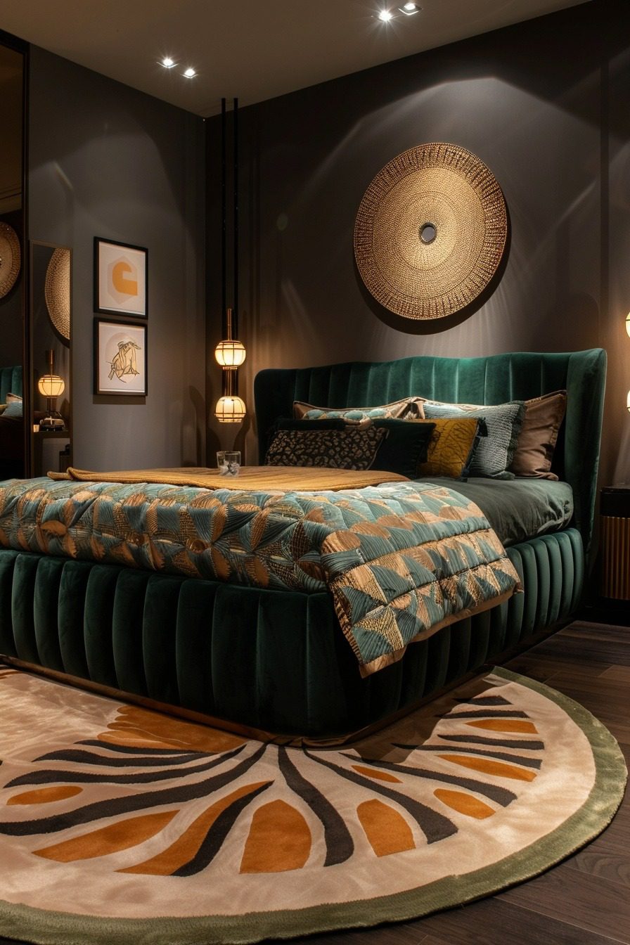 29 Emerald Green Art Deco Bedroom Ideas Of Elegance