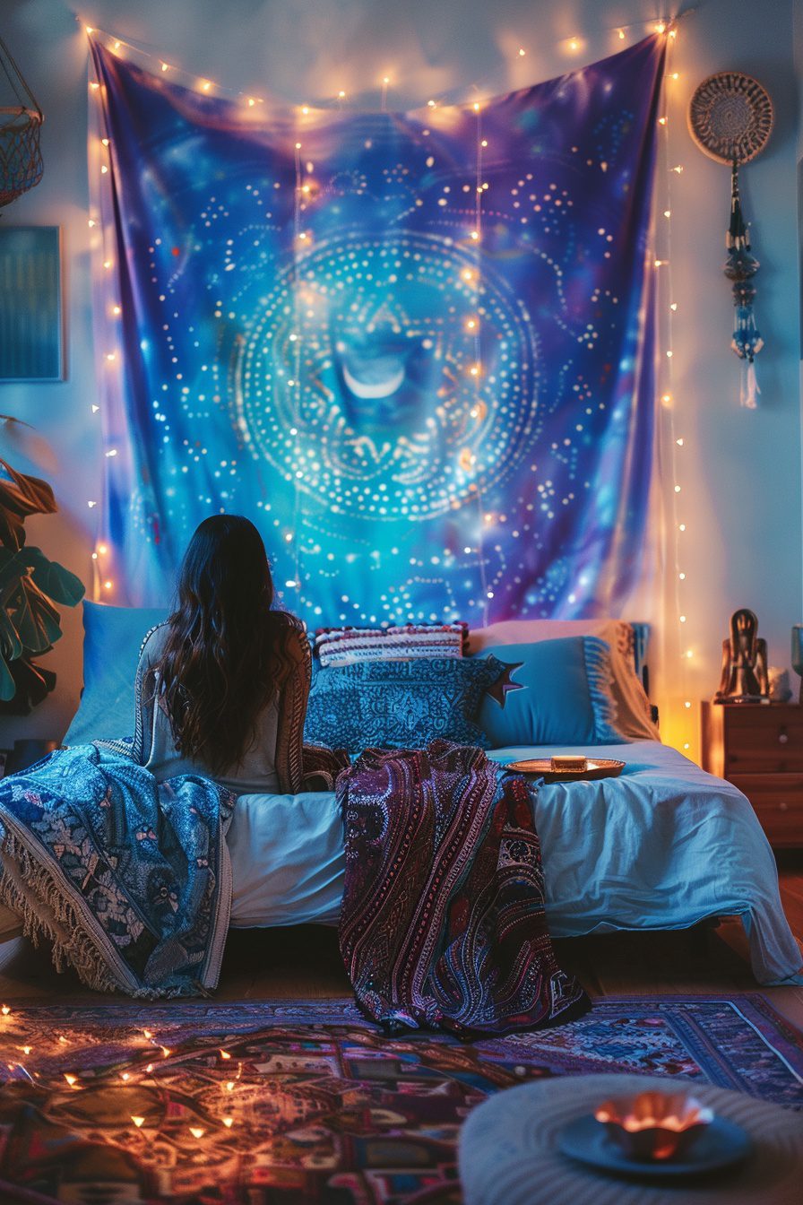 29 Boho Bedroom With Curtain Lights To Create A Serene Space