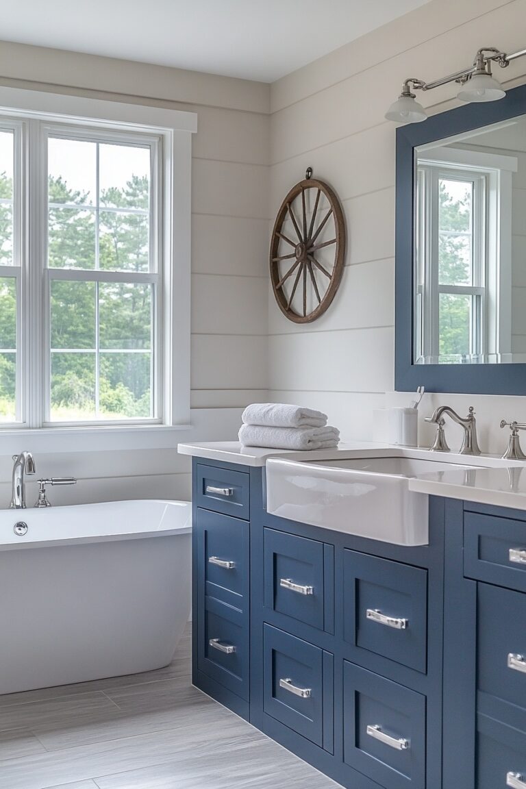 29 Coastal Farmhouse Bathroom Ideas To Infuse Beach Vibes Into Your Decor
