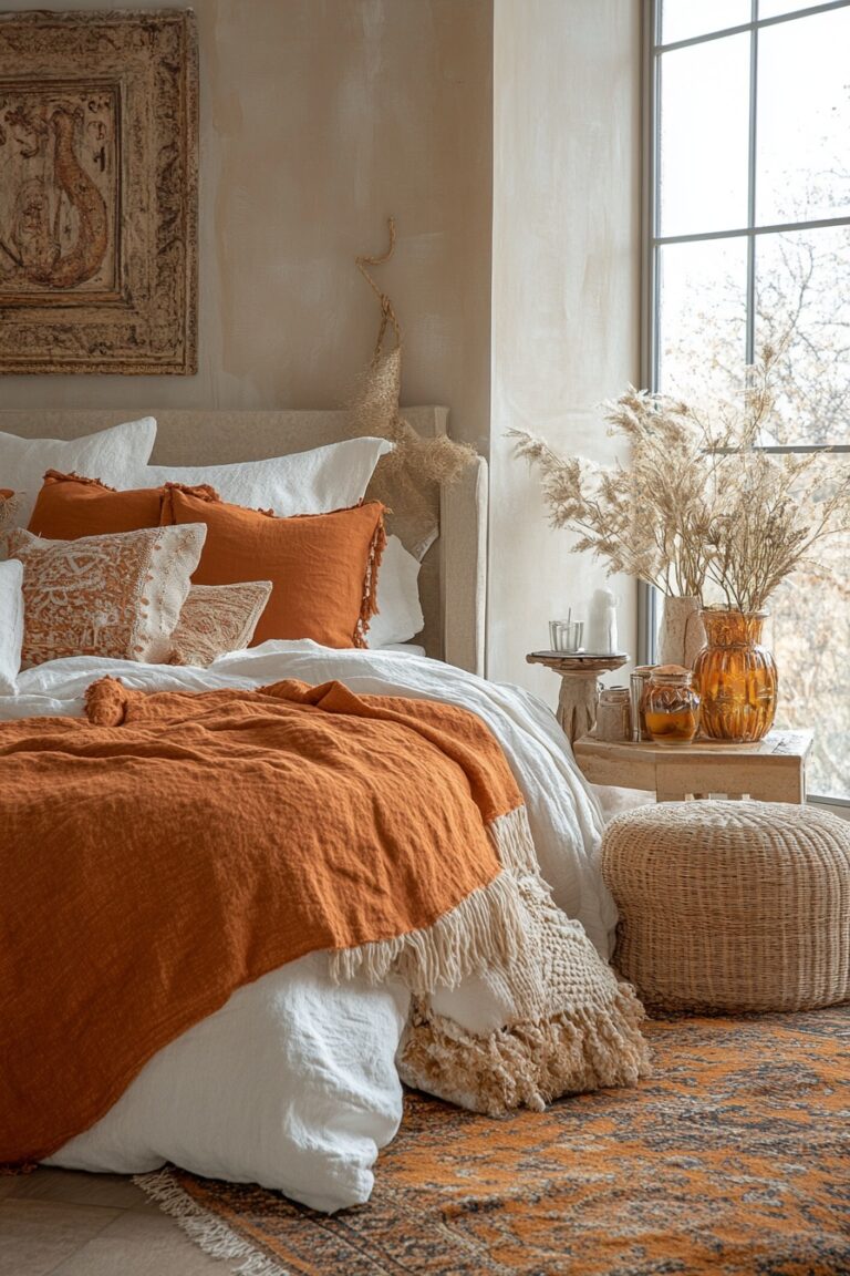 29 Orange Boho Bedroom Ideas For A Playful And Vibrant Bedroom Makeover