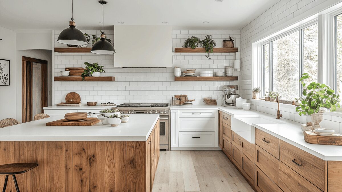 29 White And Wood Kitchen Cabinets To Brighten Your Home With Style